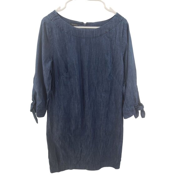 Talbots | Dresses | Talbots Mini Shift Dress Denim Long Sleeve Womens ...